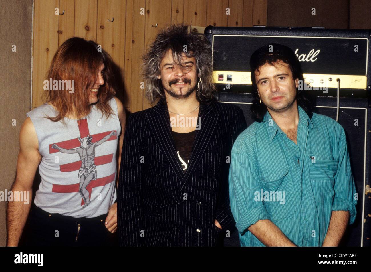 Michael 'Root' Burston, Phil 'Philthy Animal' Taylor and Phil 'Wizzo' Campbell of Motorhead ...