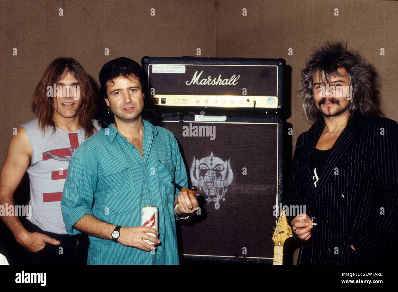 Michael 'Root' Burston, Phil 'Wizzo' Campbell and Phil 'Philthy Animal' Taylor of Motorhead ...