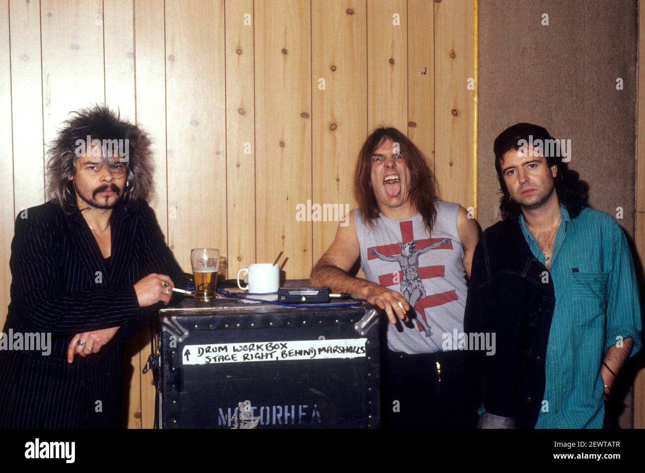 Phil 'Philthy Animal' Taylor, Michael 'Wurzel' Burston and Phil 'Wizzo' Campbell of Motorhead ...