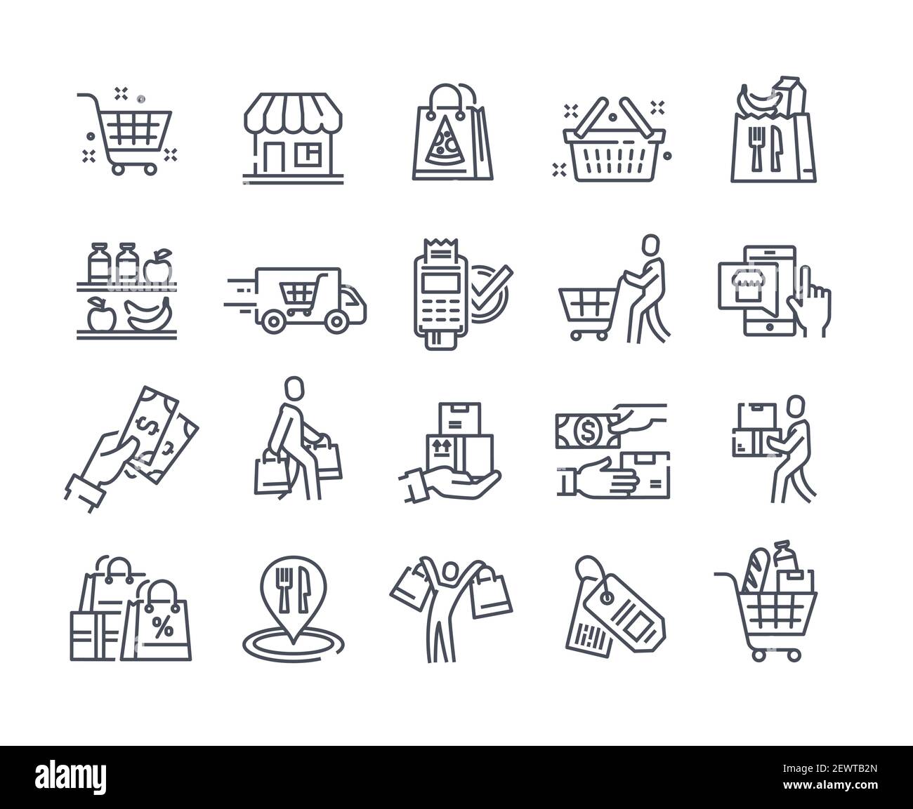 Icons set for retail, grocery, restaurant delivery Stock Vector Image ...