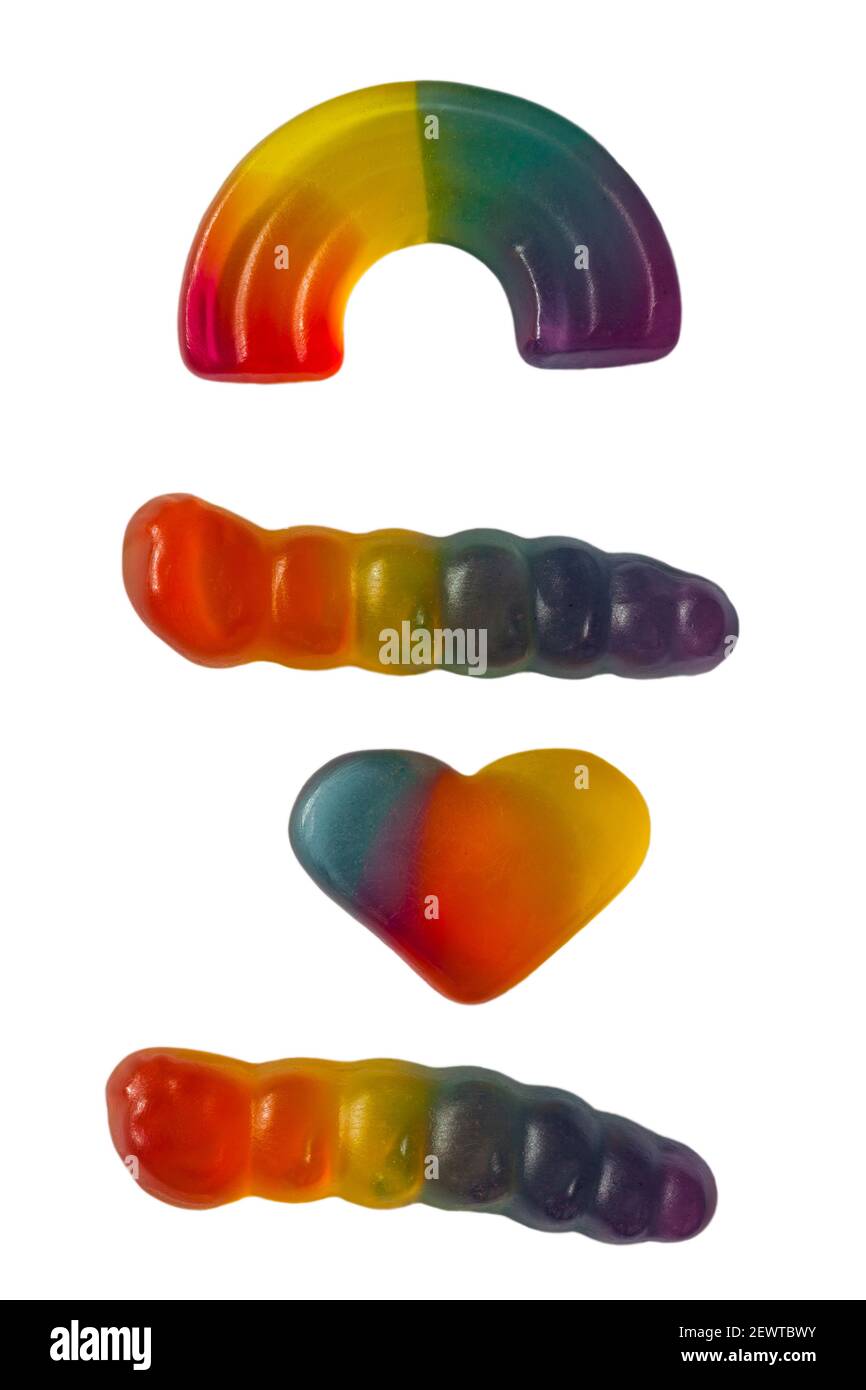 Rainbow Colin the Caterpillar sweets from M&S isolated on white ...