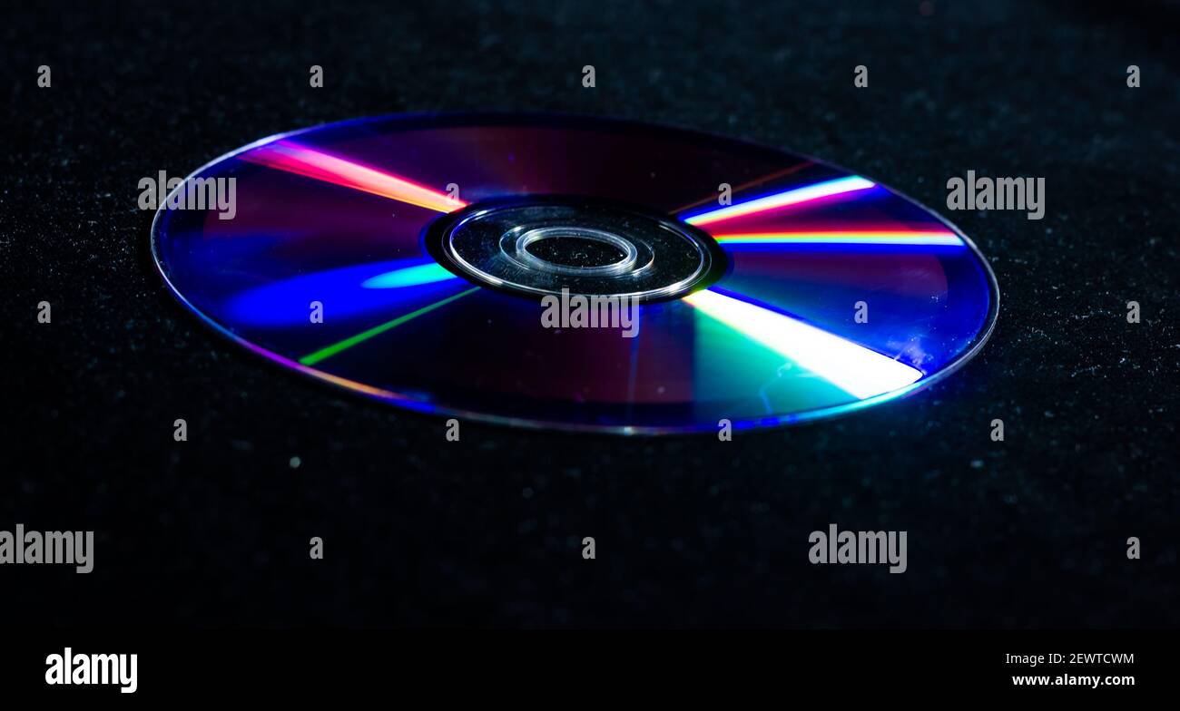 cd dvd isolated on black, cd dvd background, disk in the dark Stock ...
