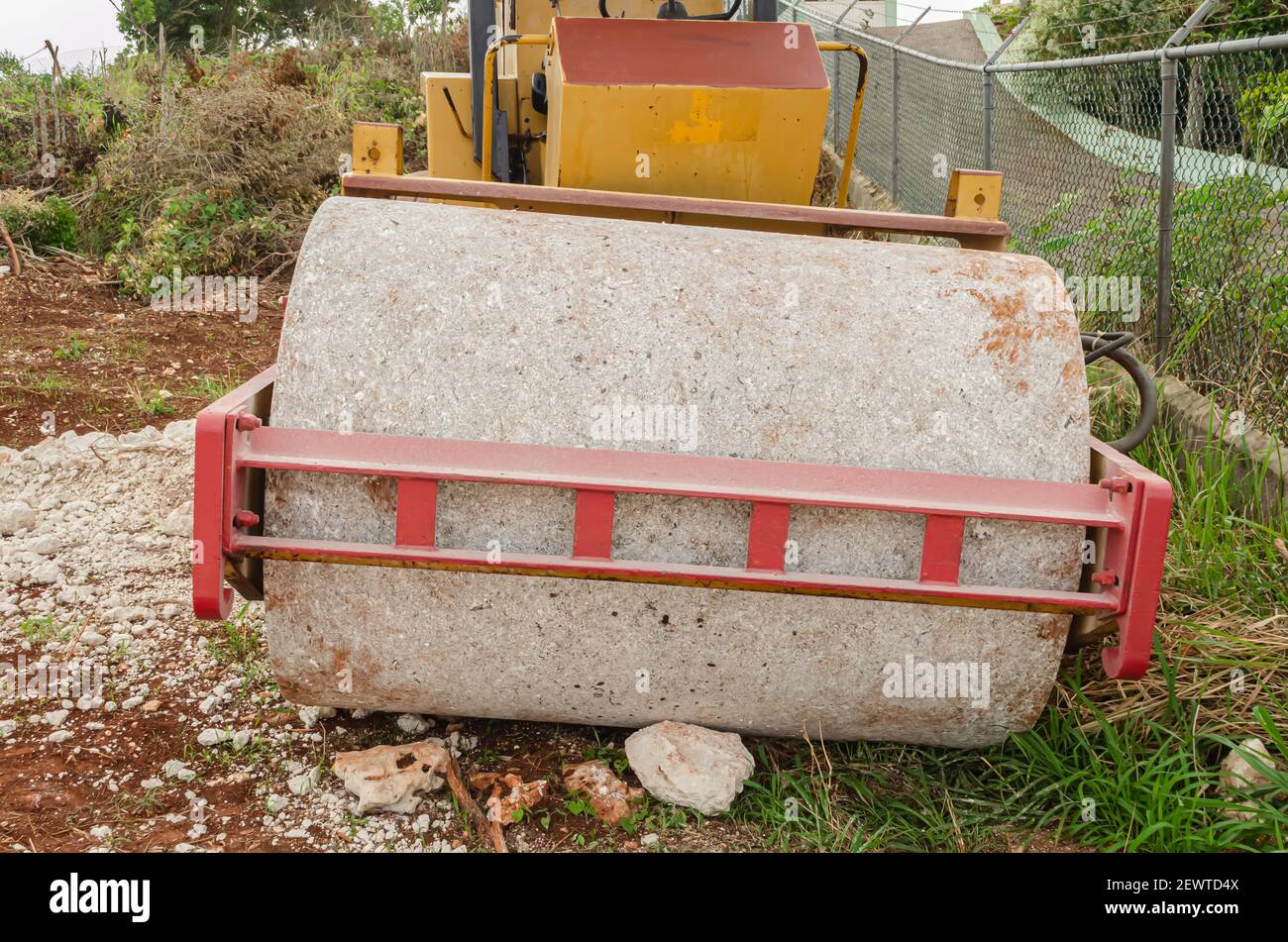Closeup Of Roller-compressor Rolling Drum Stock Photo - Alamy