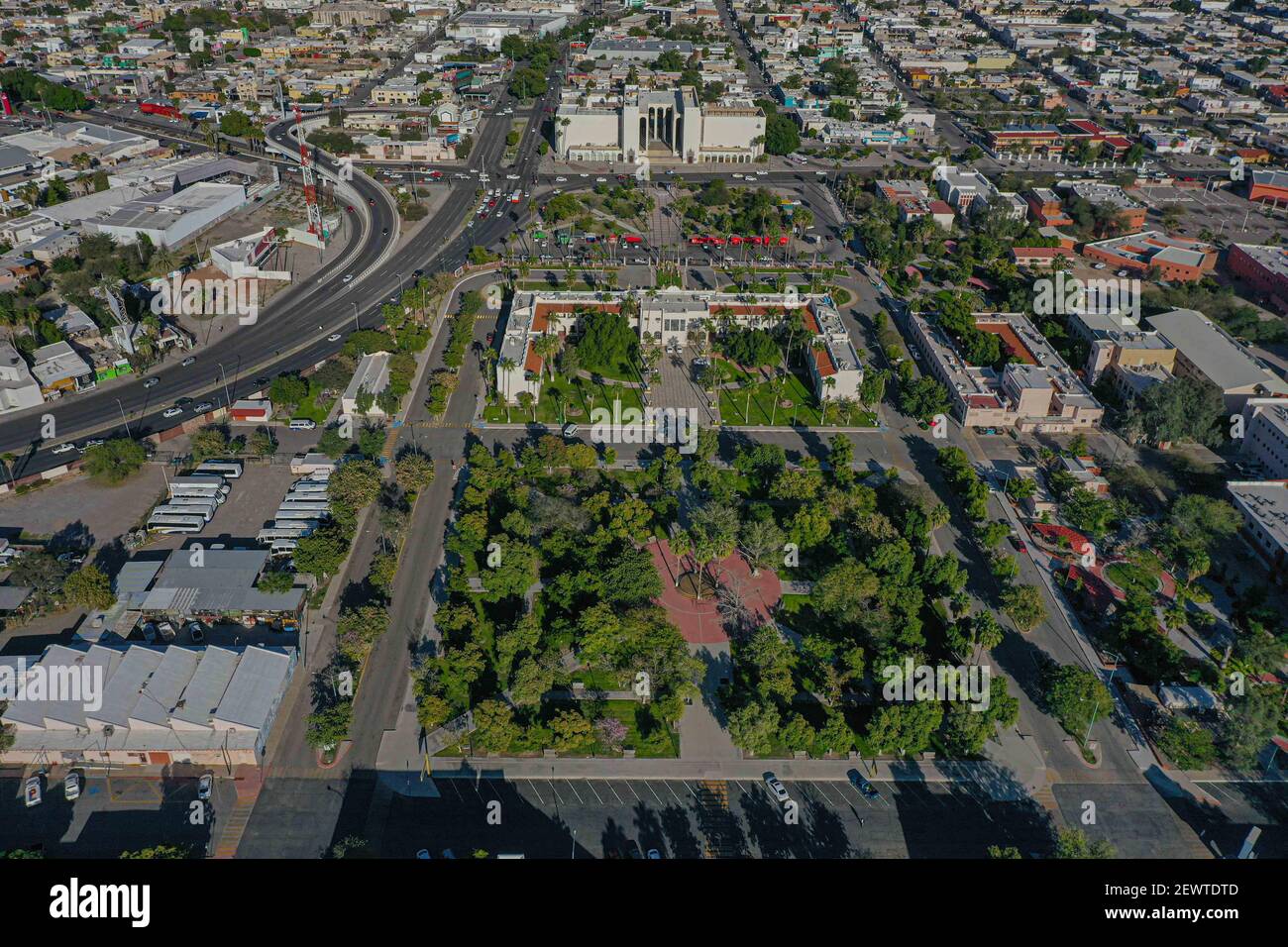 Aerial view of the city passage, Rodriguez Boulevard, bridge, car ...