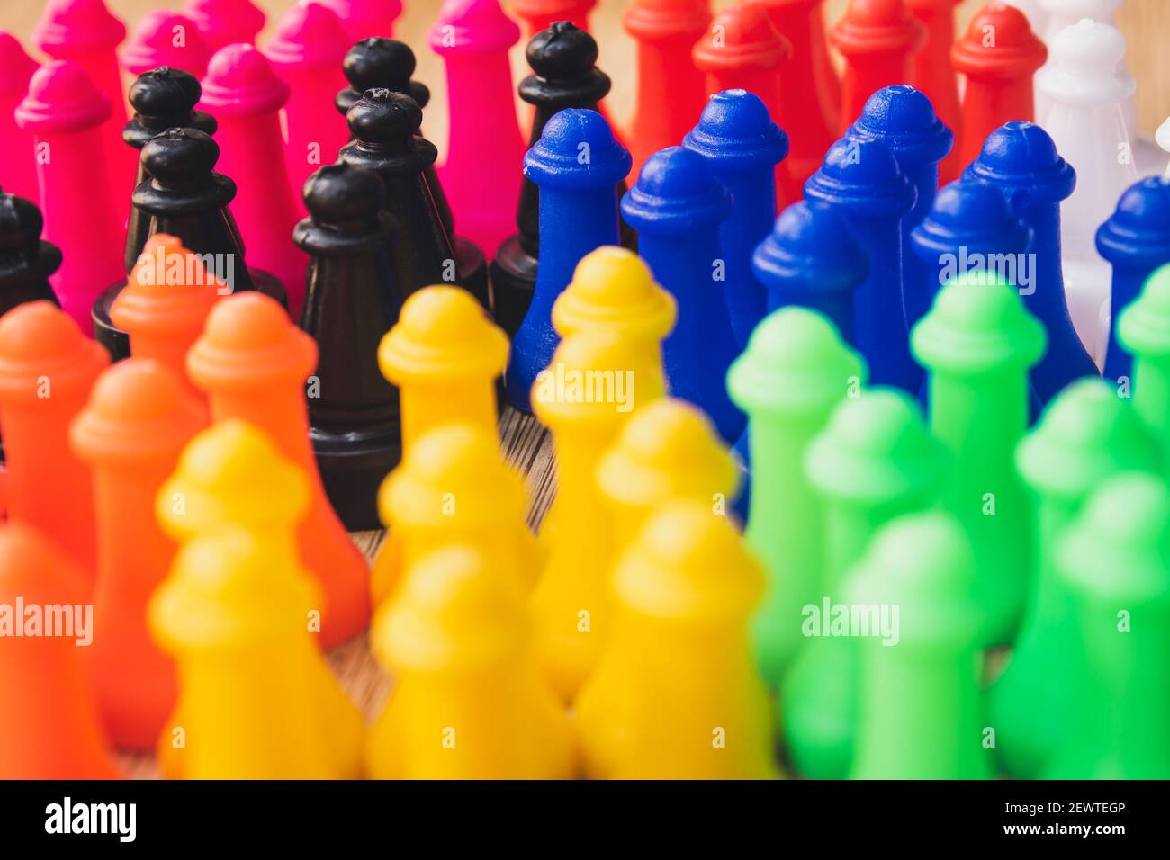 Multi-colored objects used in board games for children Stock Photo - Alamy