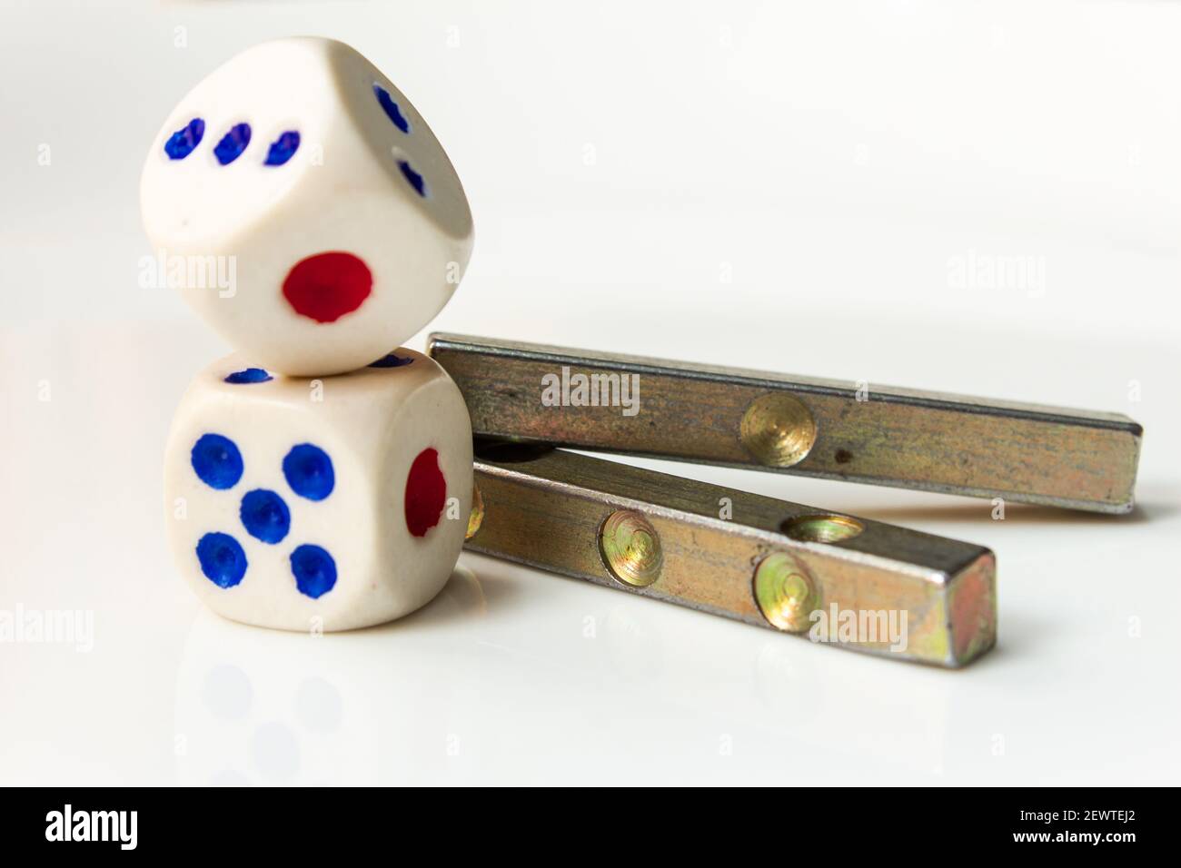 View of the different types of dices used in play. Rolling out the ...
