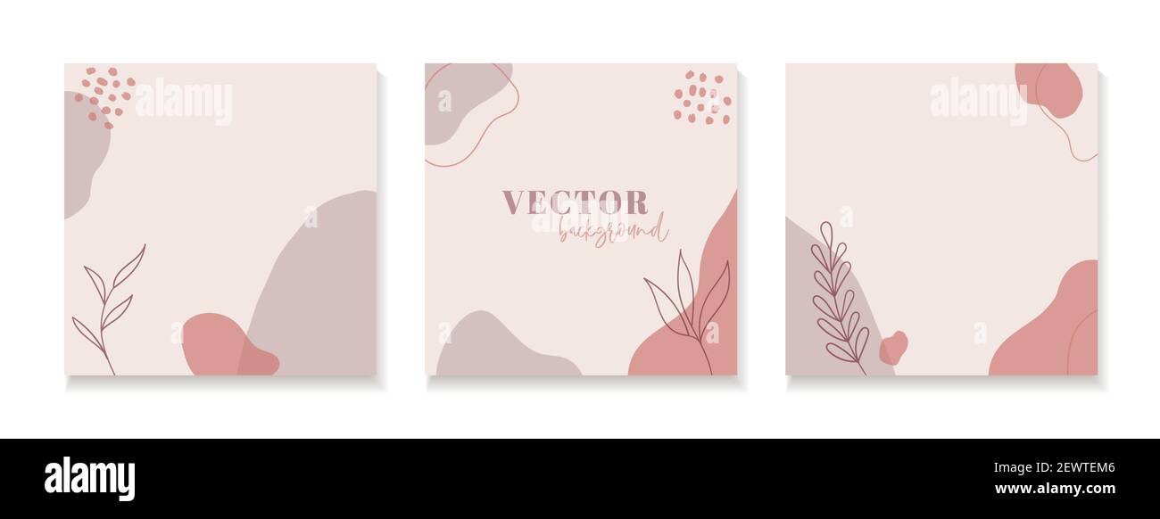 Abstract floral organic backgrounds for instagram posts. Set of vector ...