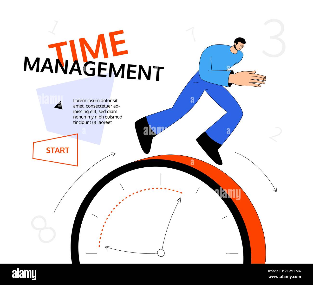 Time management - modern colorful line design style web banner with ...