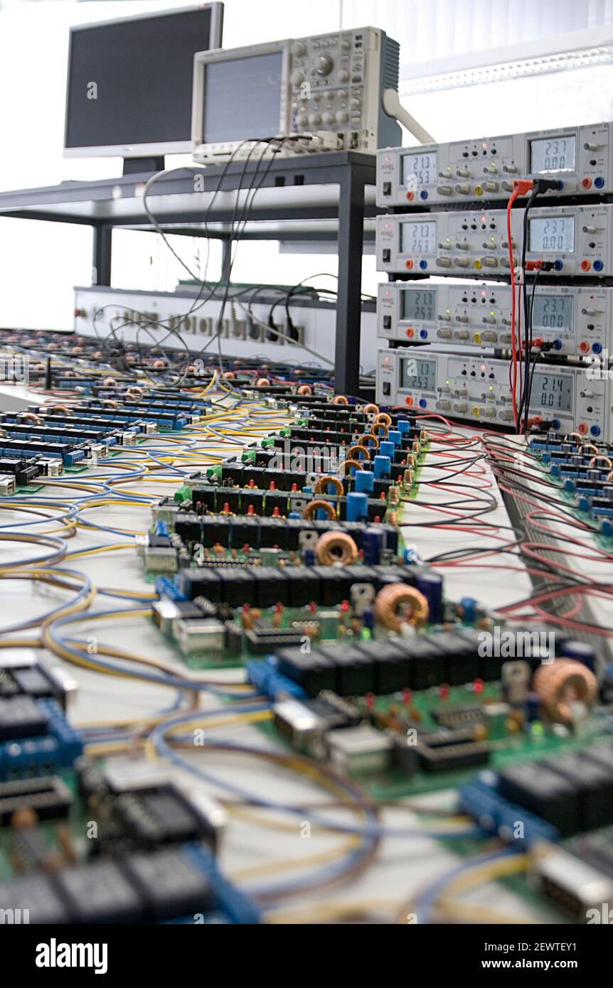 Test installation for devices in an electronic laboratory Stock Photo ...