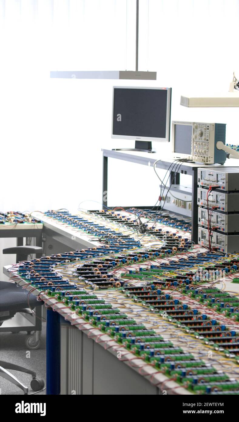 Test installation for devices in an electronic laboratory Stock Photo ...