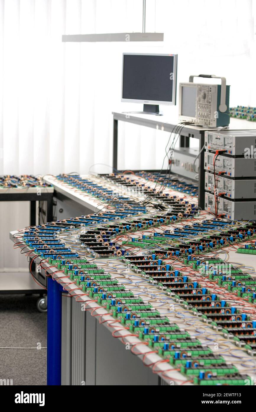 Test installation for devices in an electronic laboratory Stock Photo ...