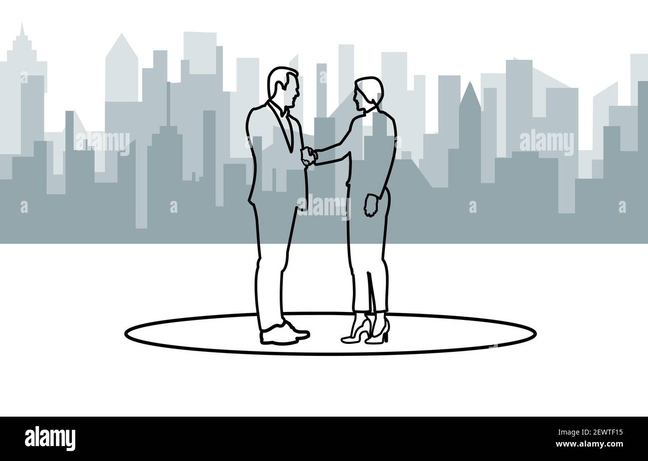 Line art drawing of business handshake agreement concept businessman ...