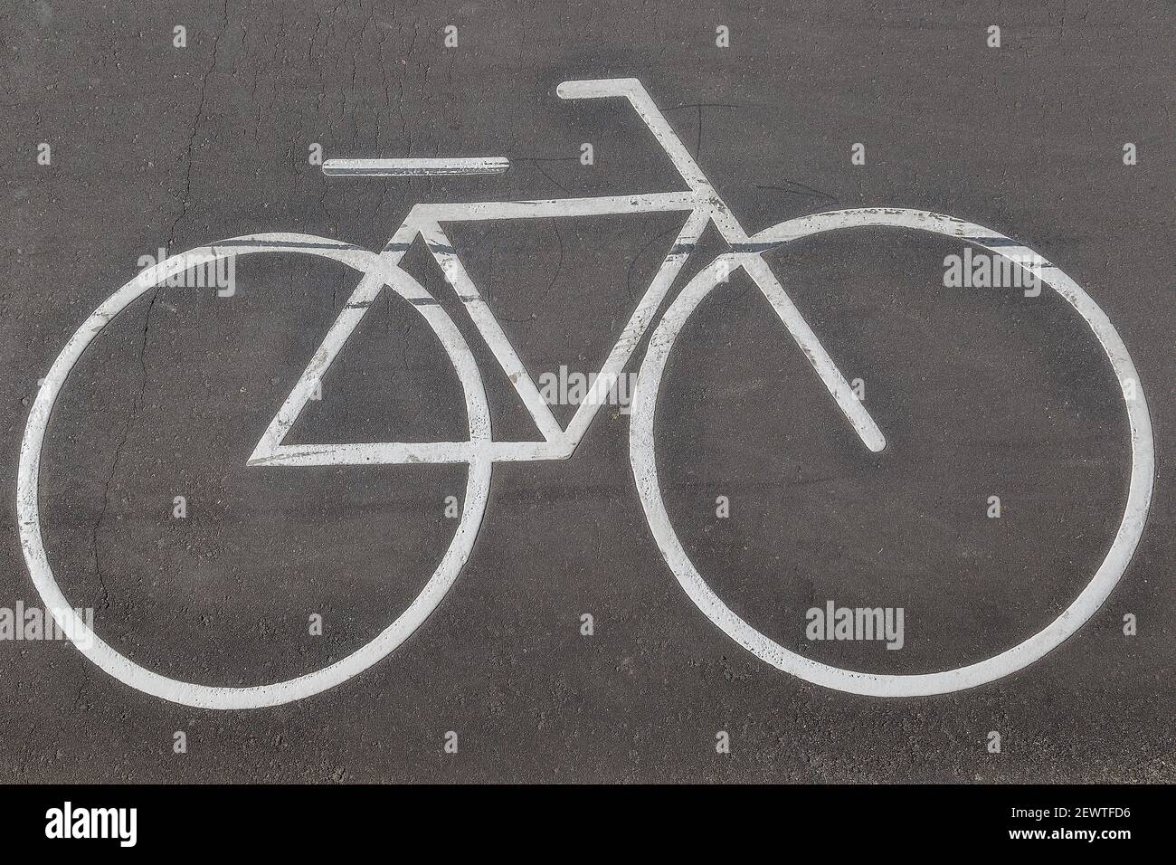Bicycle sign on the road. Road markings, bike lane indication, friendly ...