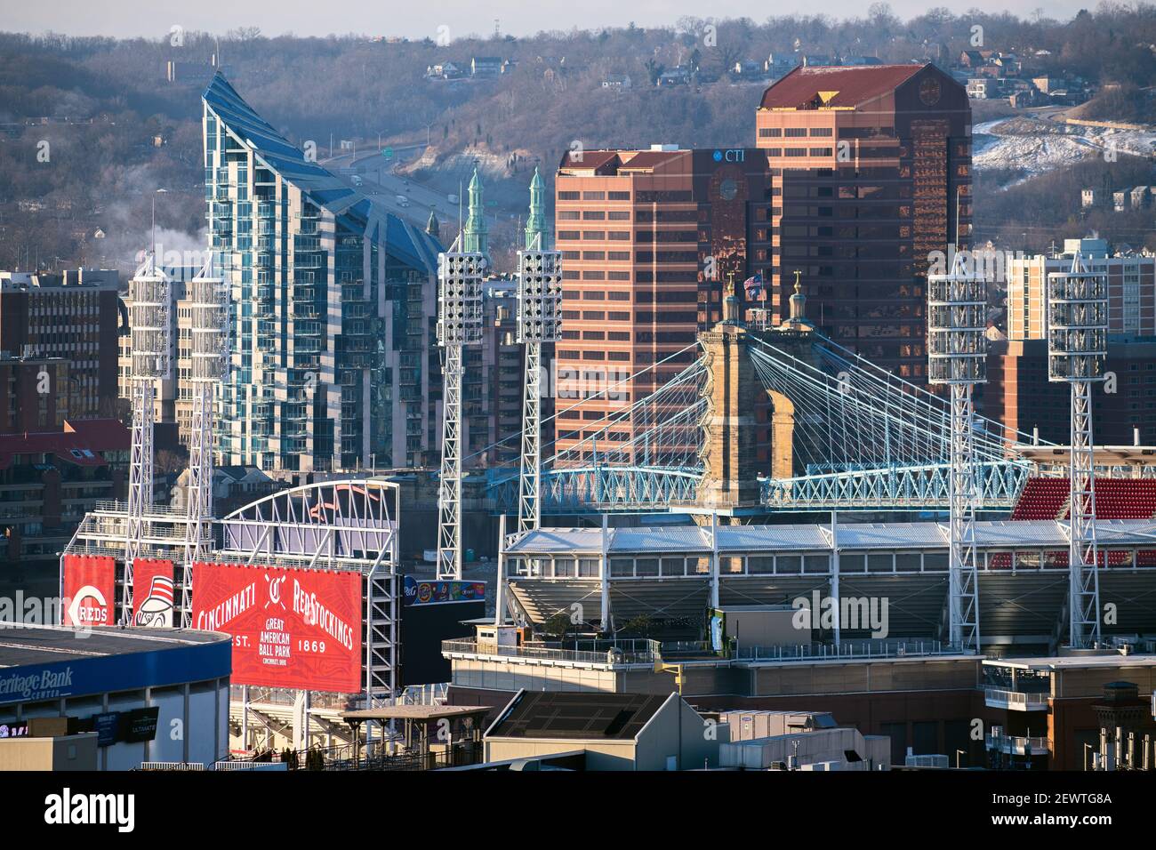 View of Robeling Bridge and the Ascent at Roebling Bridge Stock Photo ...