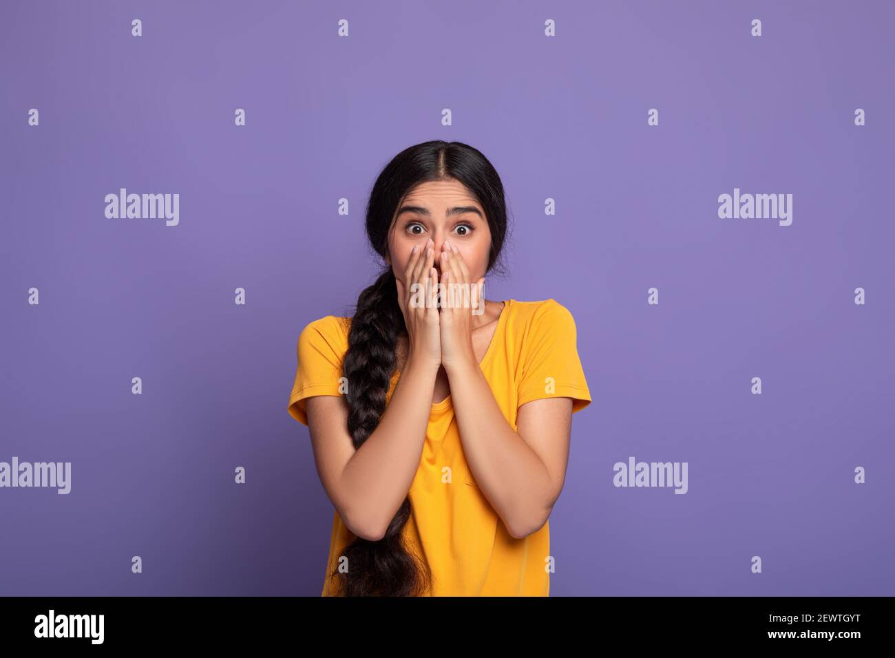 Indian young woman shocked expression hi-res stock photography and ...