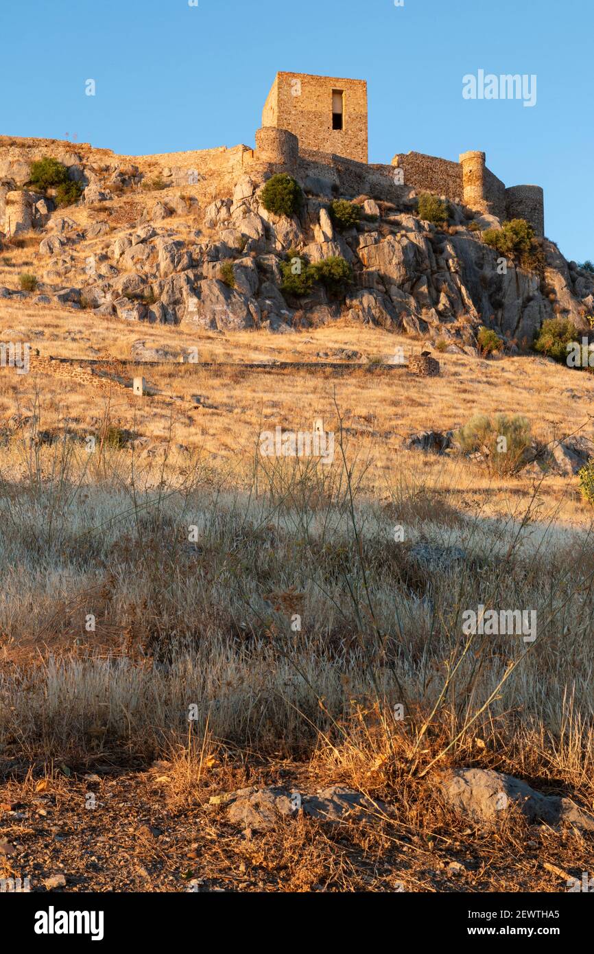 ancient castle on a mountain in a town in southern Andalusia Spain ...