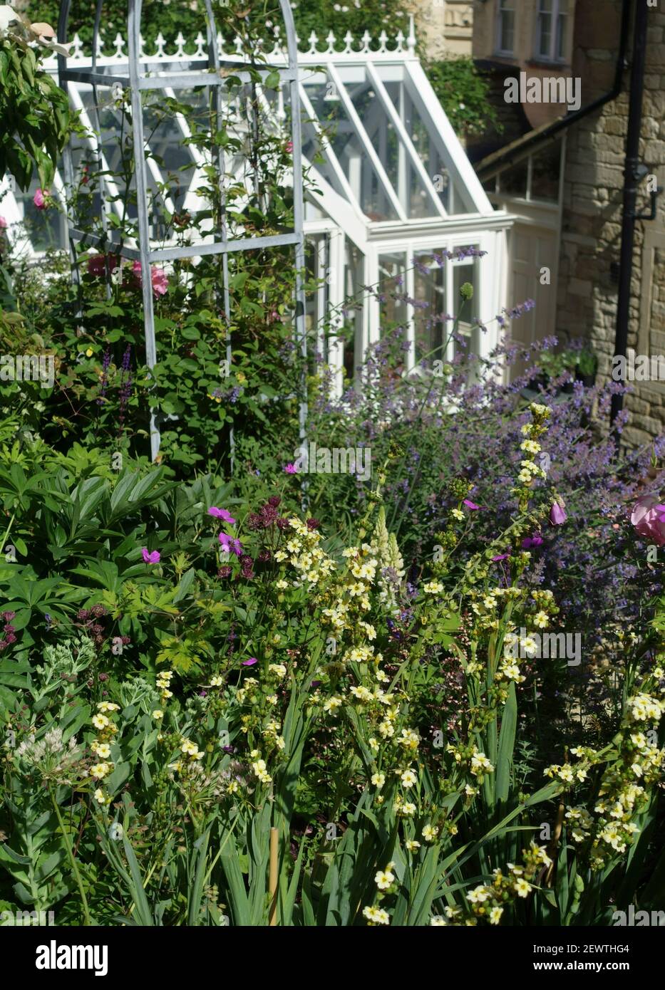 Summer flower garden with conservatory hi-res stock photography and ...
