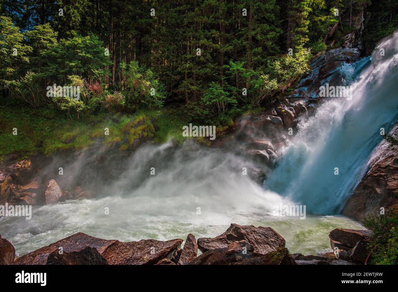 Panoramic view of the Krimml Waterfalls, the highest waterfalls in ...