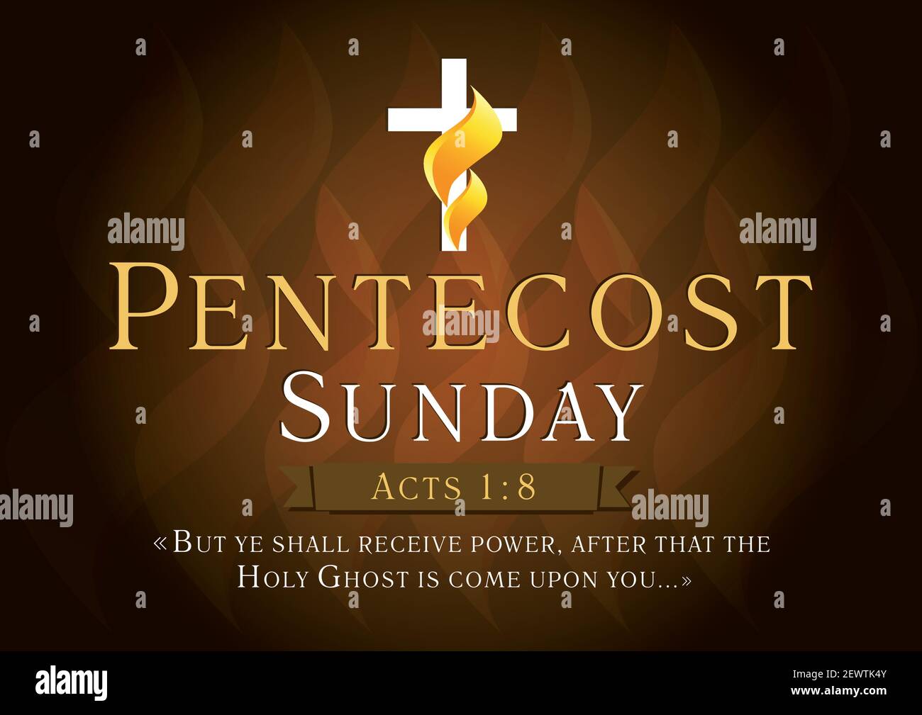 Pentecost Sunday Acts 1,8 vector greetings. Invite or greeting dark ...