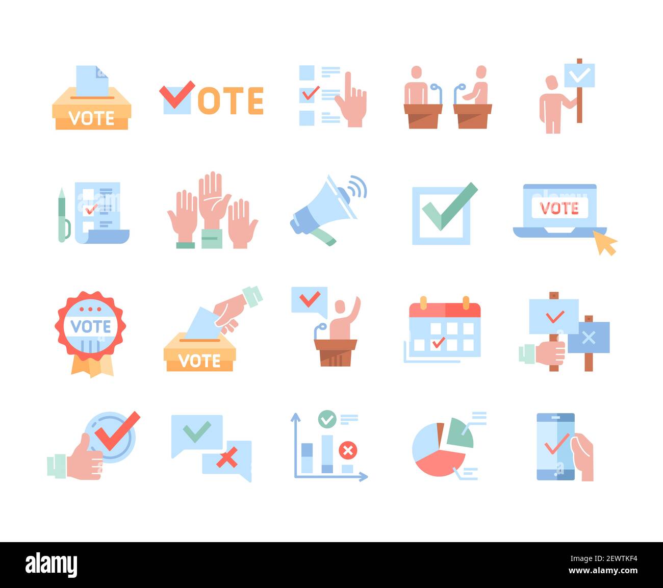 Colorful simple Set of Voting Related Vector Icons Stock Vector Image ...