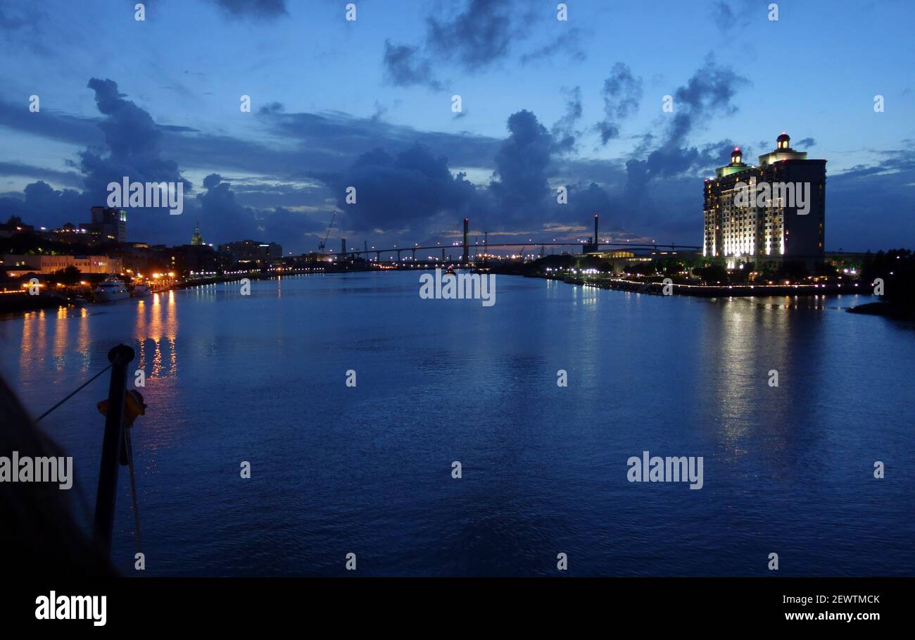 Savannah River twilight Savannah Georgia USA Stock Photo - Alamy
