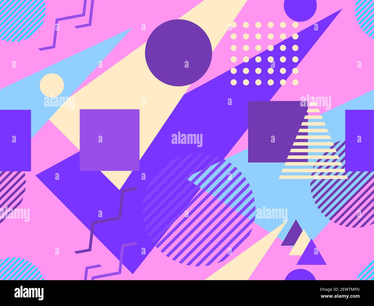 Memphis seamless pattern. Geometric elements memphis in the style of 80 ...