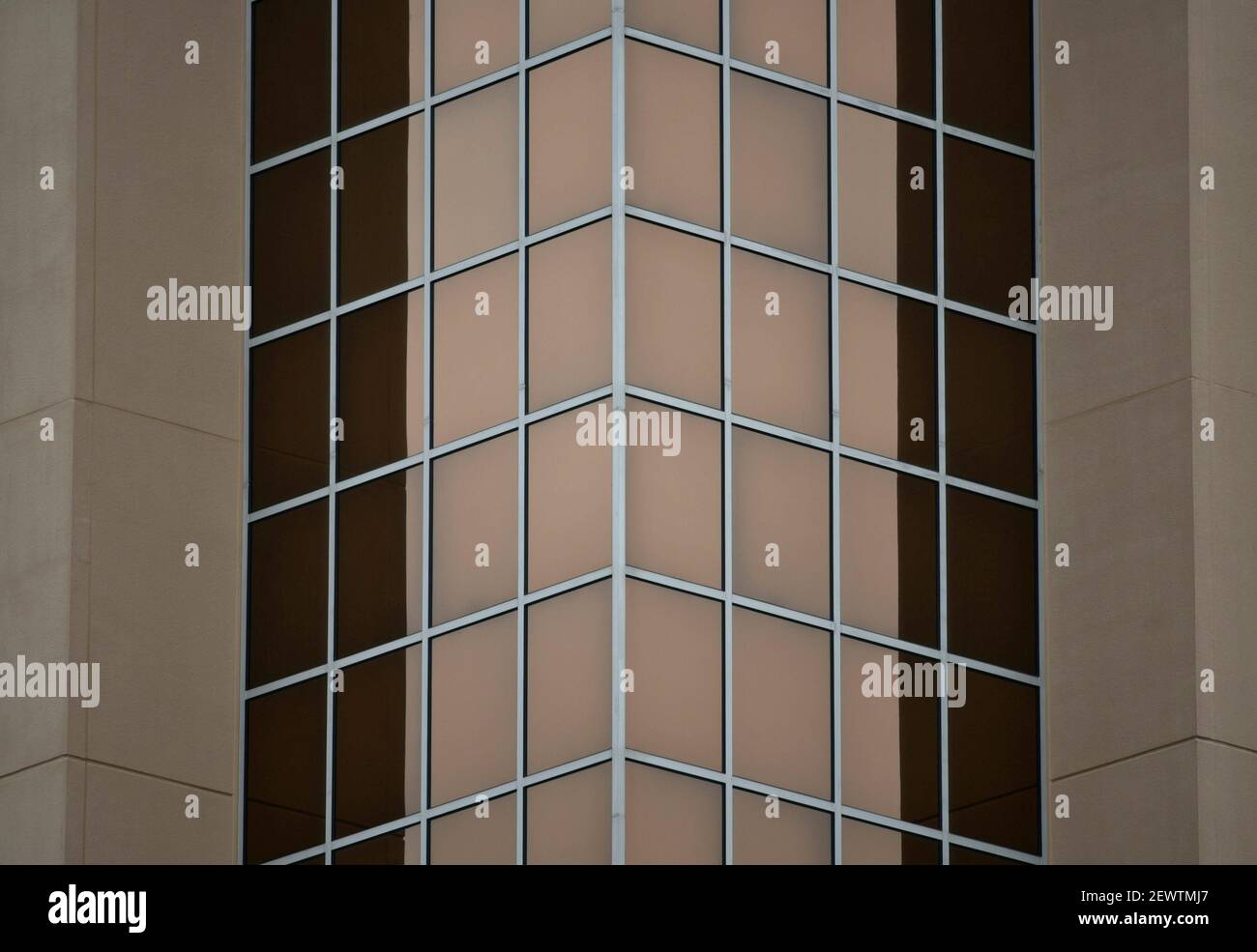 Corporate offices high-rise building facade with copper cladding and ...