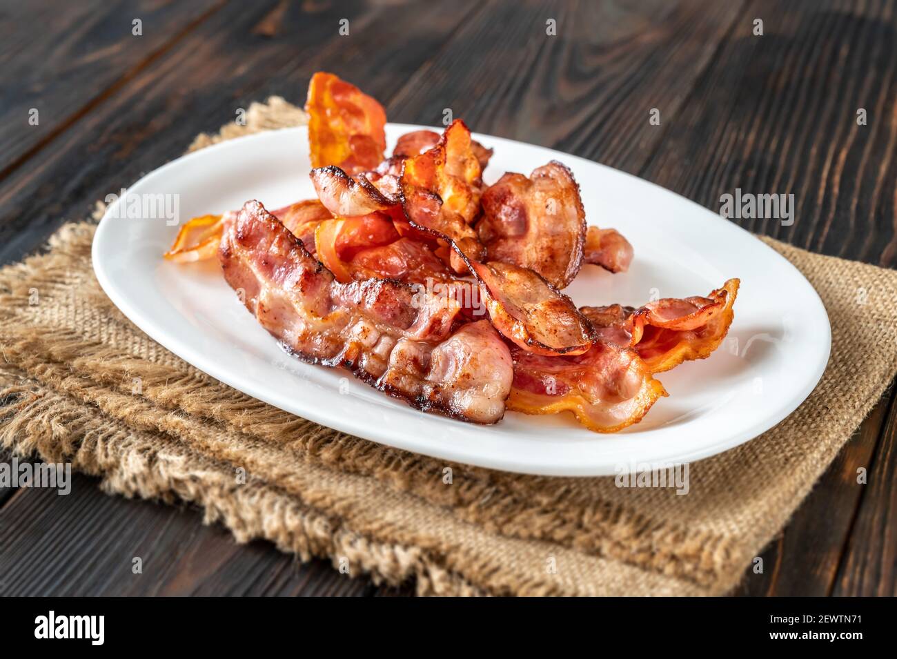 Close up heap fried bacon hi-res stock photography and images - Alamy