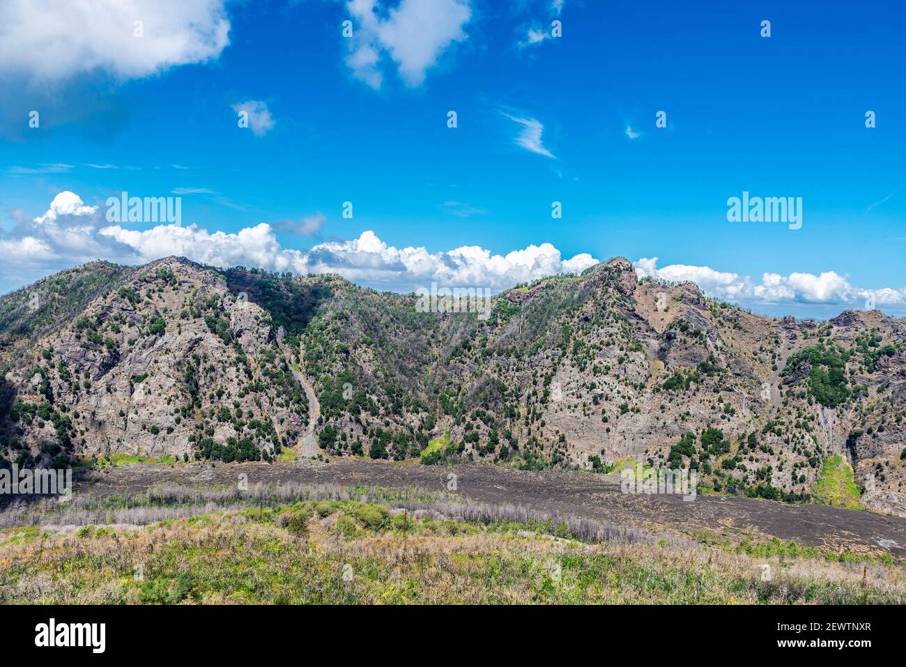 View of the mountains around of the Mount Vesuvius on summer, an active ...
