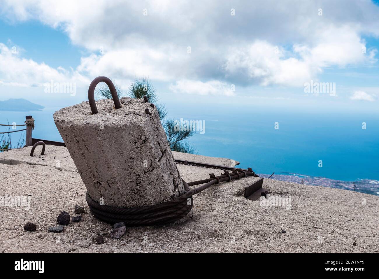 Concrete block in the Mount Vesuvius, an active volcano located in ...