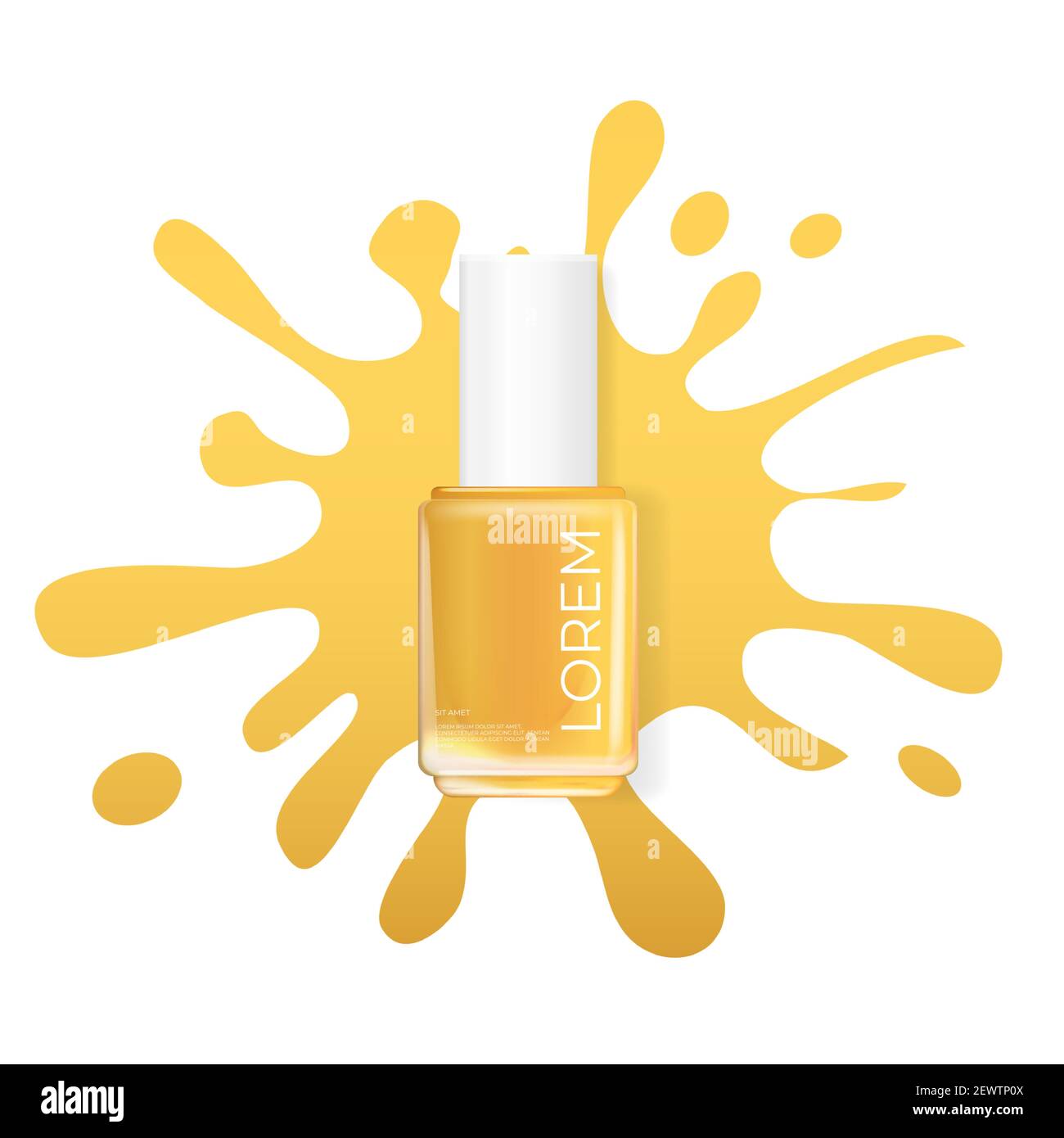 Nail polish yellow with splash on a white background. cosmetic product ...