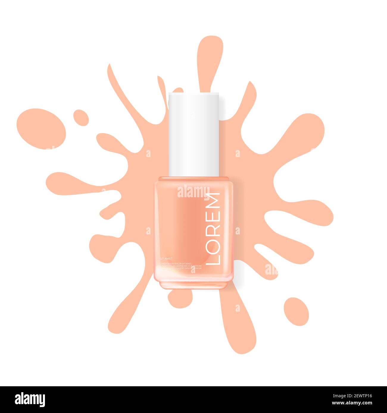 Nail polish pink with splash on a white background. cosmetic product ...