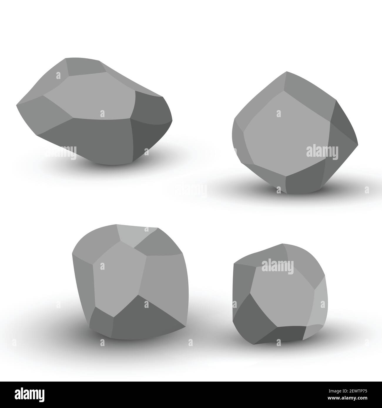 Cartoon stones. Rock stone isometric set. Granite grey boulders ...