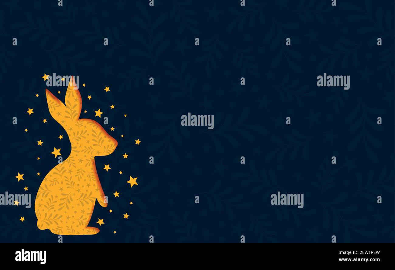 Abstract Easter bunny with ornament and elements - Vector illustration ...