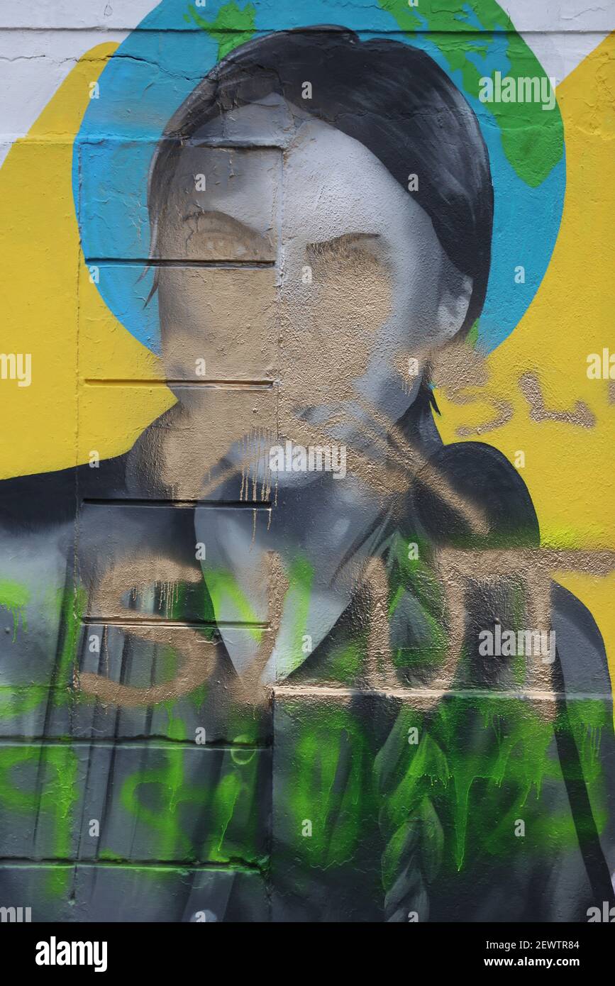 Dublin, Ireland, 3rd March 2021. Pictured today is graffiti defacing ...