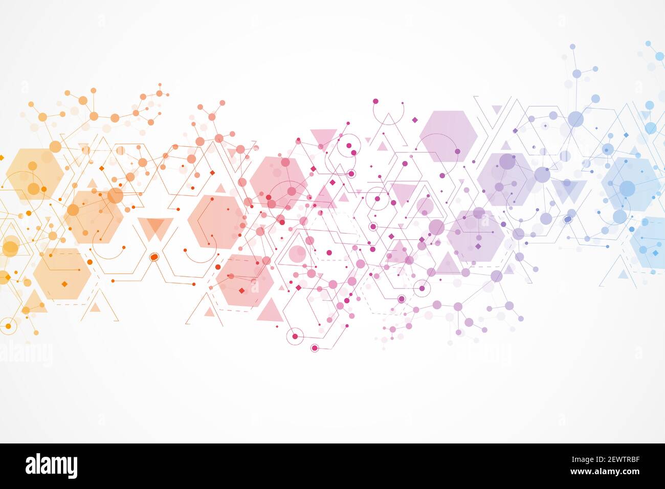 Science network pattern, connecting lines and dots. Technology hexagons ...
