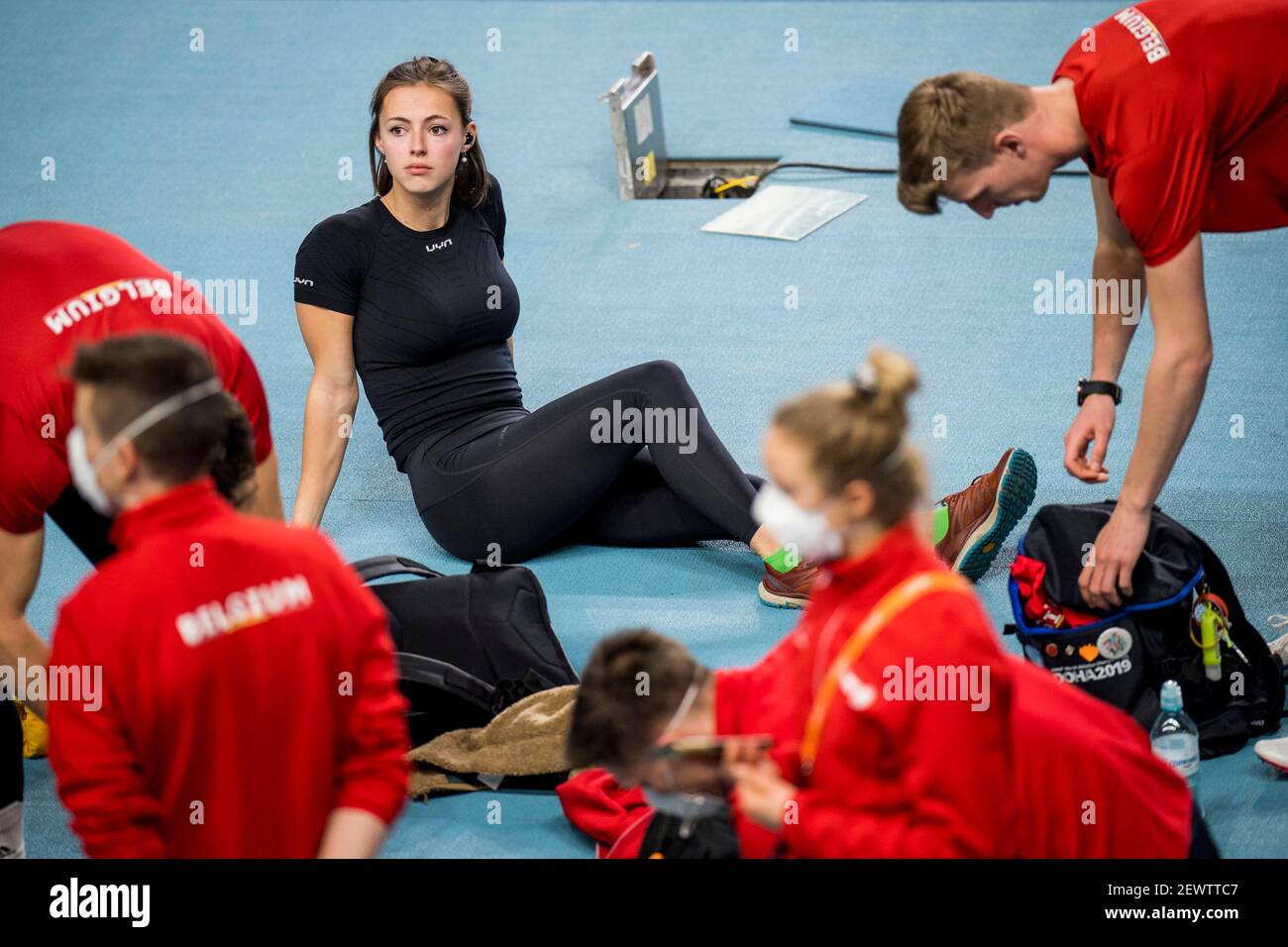 Belgian Rani Rosius is seen at a training ahead of the European ...