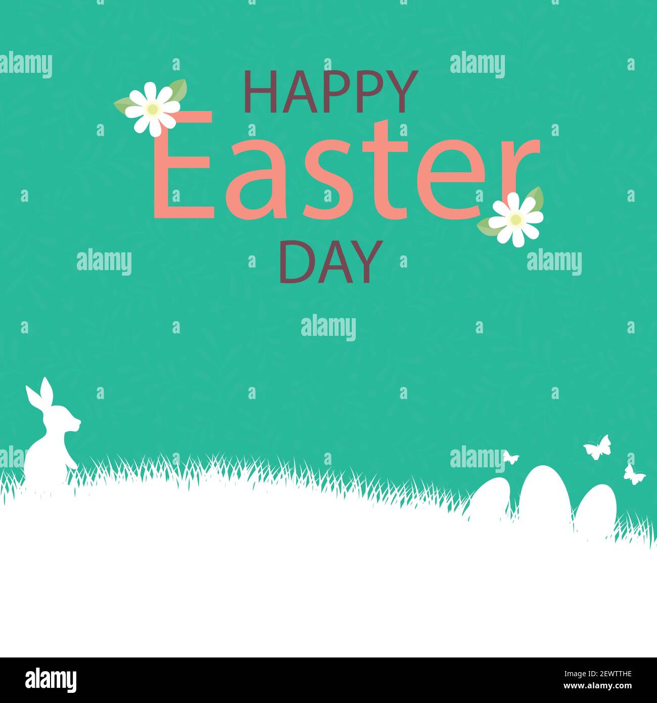 Abstract Easter drawing, rabbit on the grass, Easter eggs - Vector ...