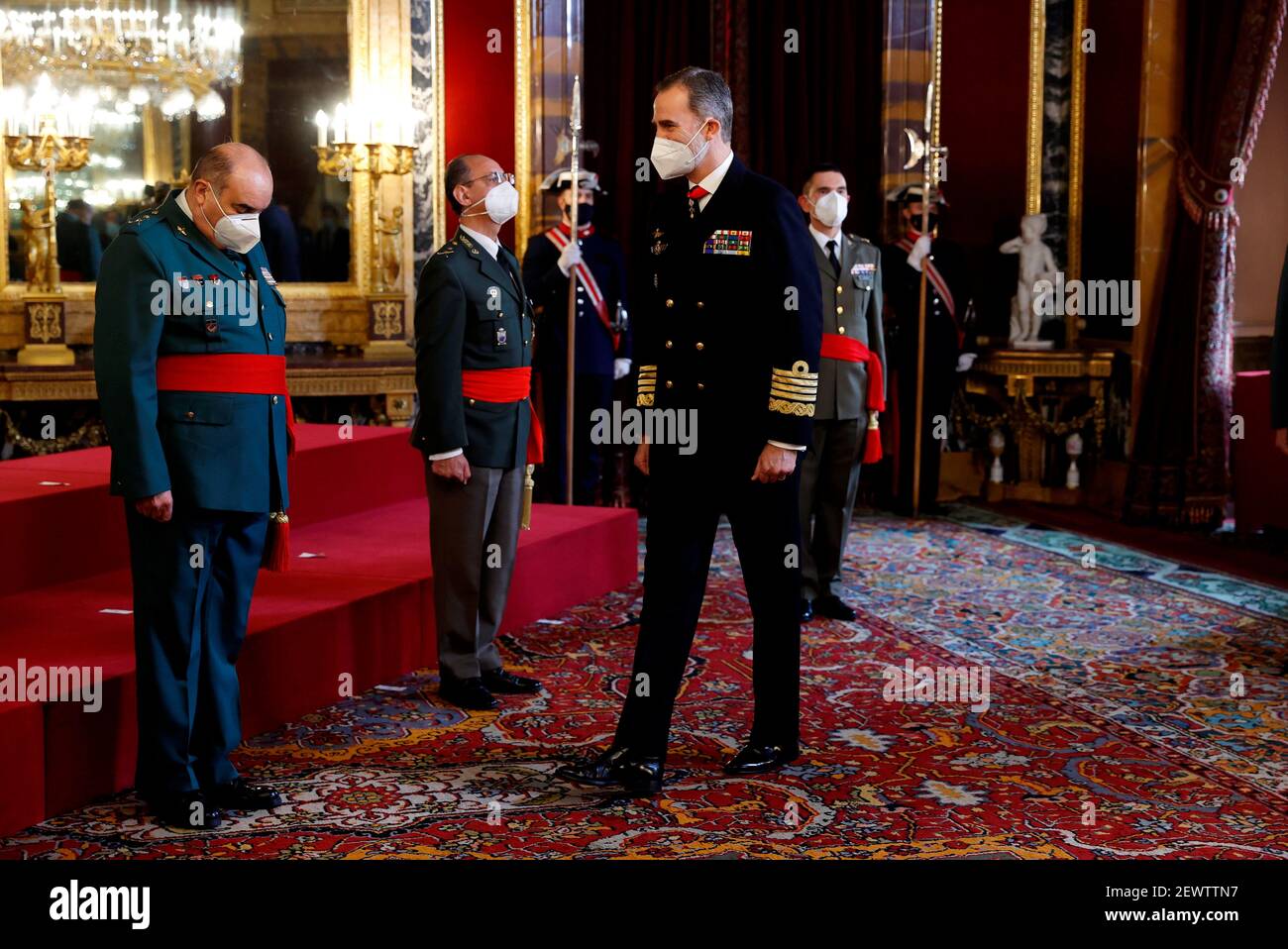 King Felipe during an audience meeting with a group of Spanish army's ...