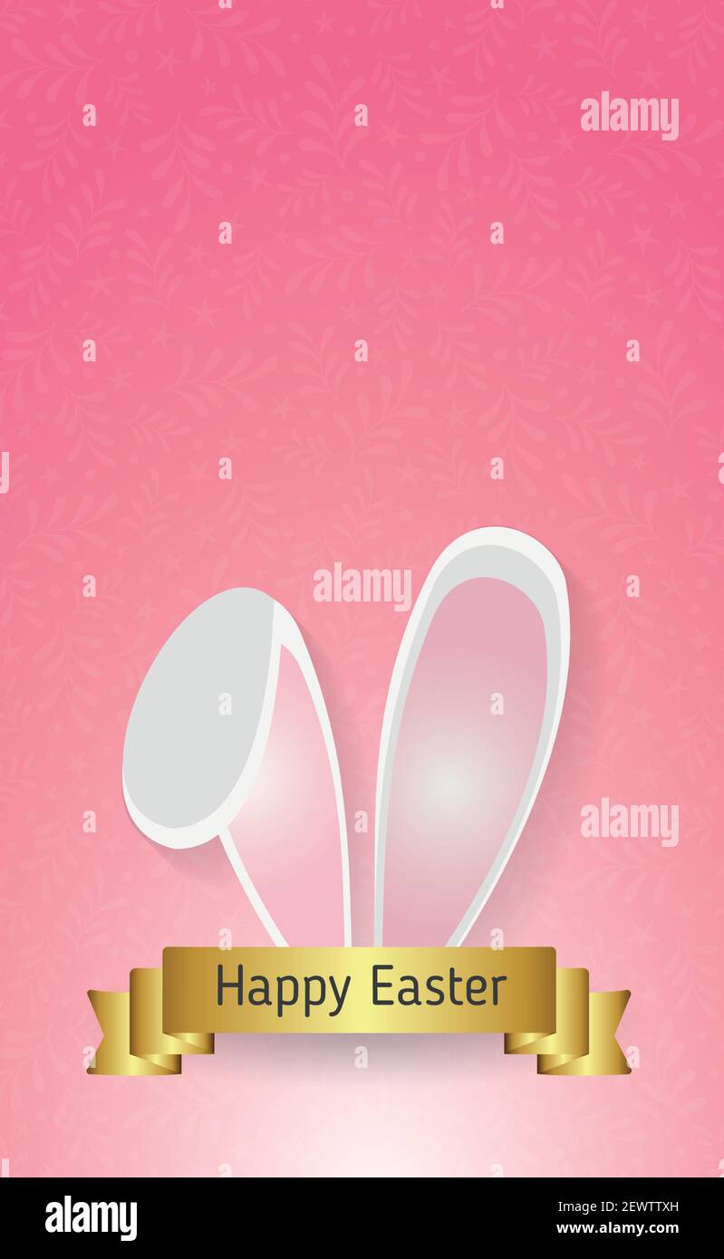 Happy Easter greetings, rabbit ears, ornament background - Vector ...