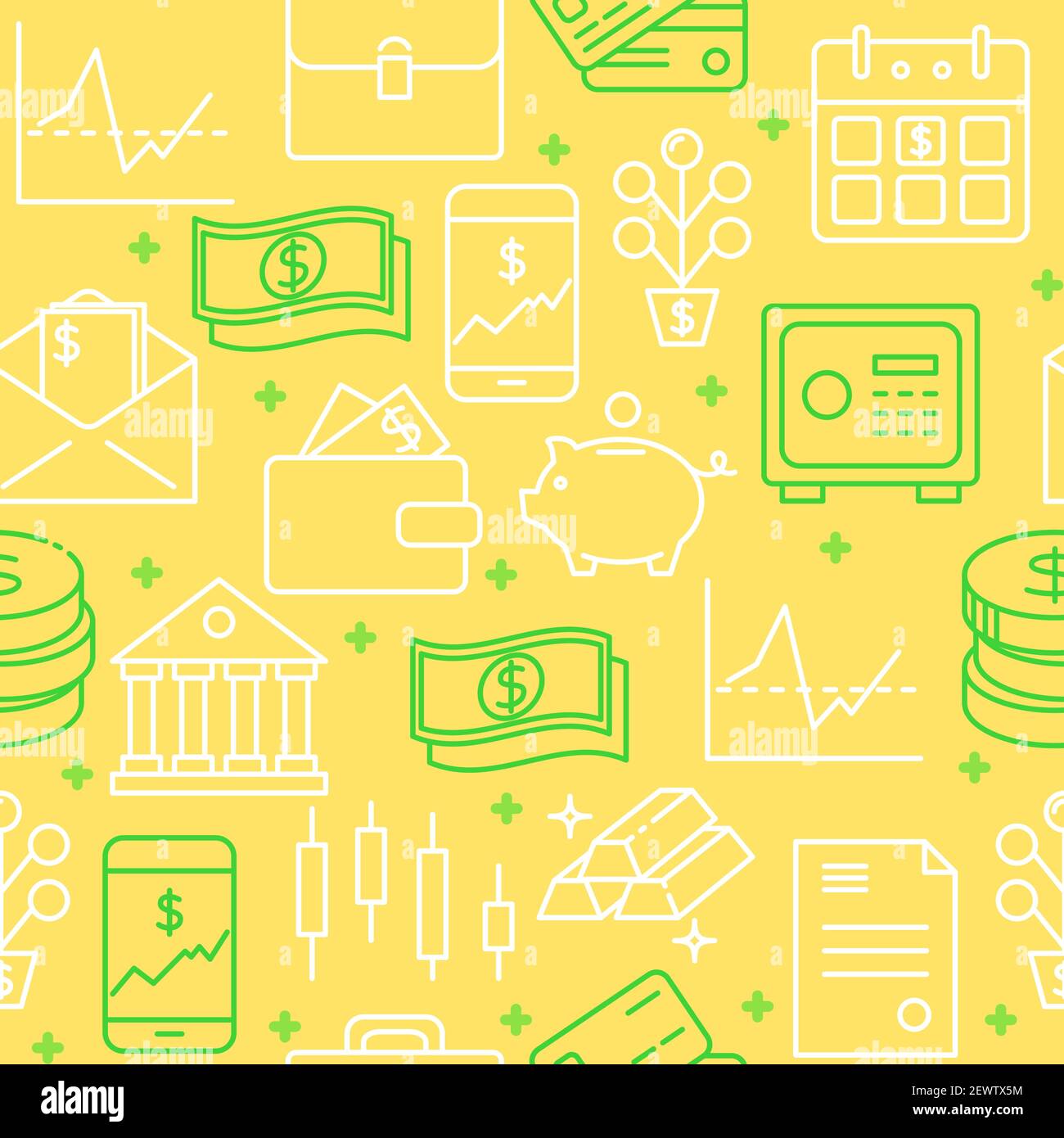 Financial activities seamless pattern in line style. Banking and ...
