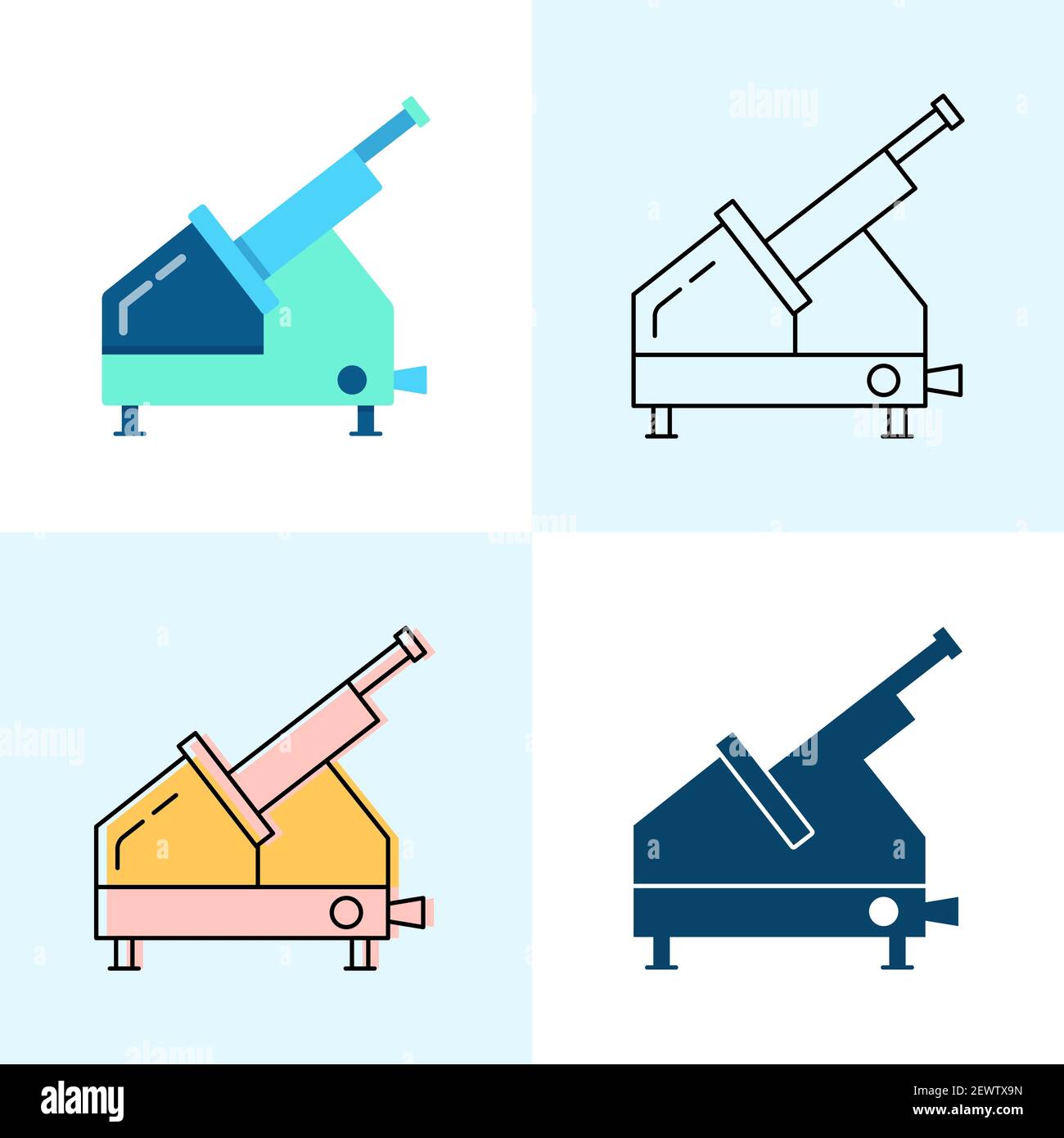 Meat slicer icon set in flat and line styles. Professional restaurant ...