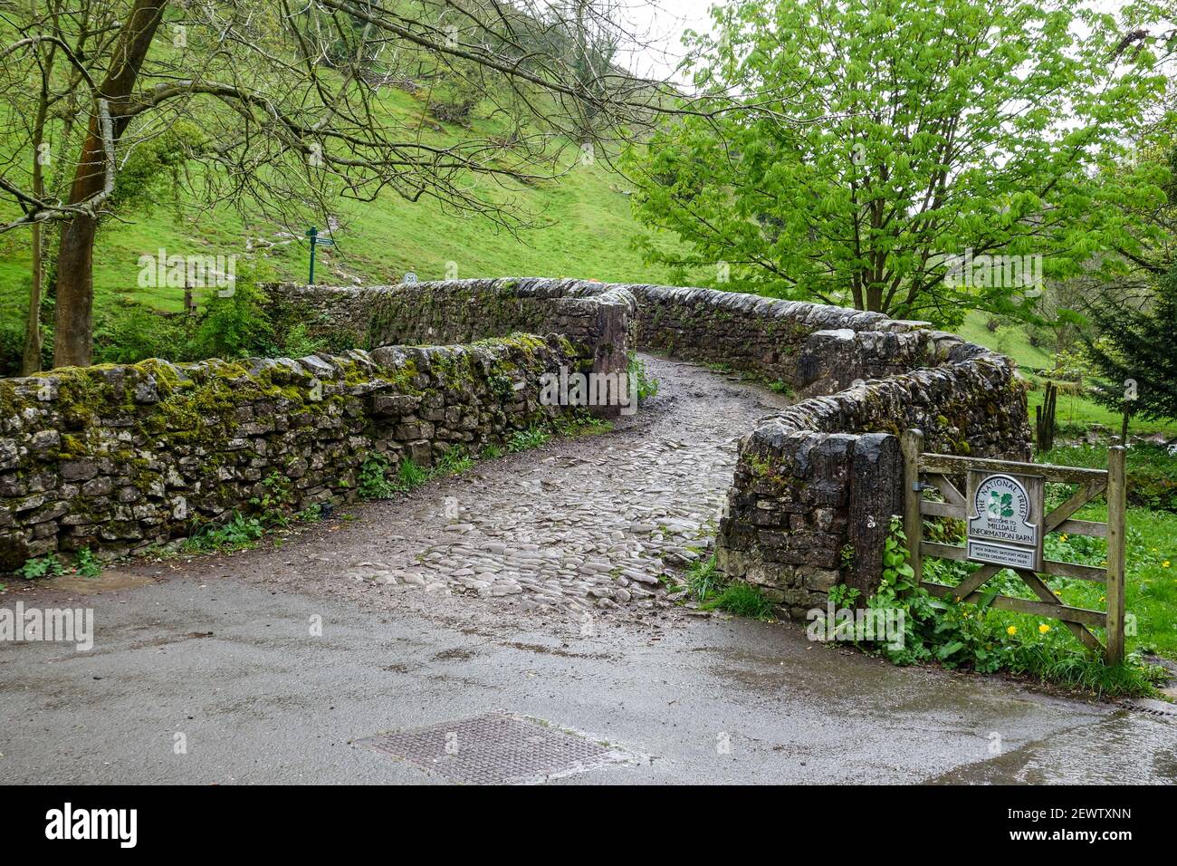 Viators Bridge, a medieval packhorse bridge over the River Dove ...