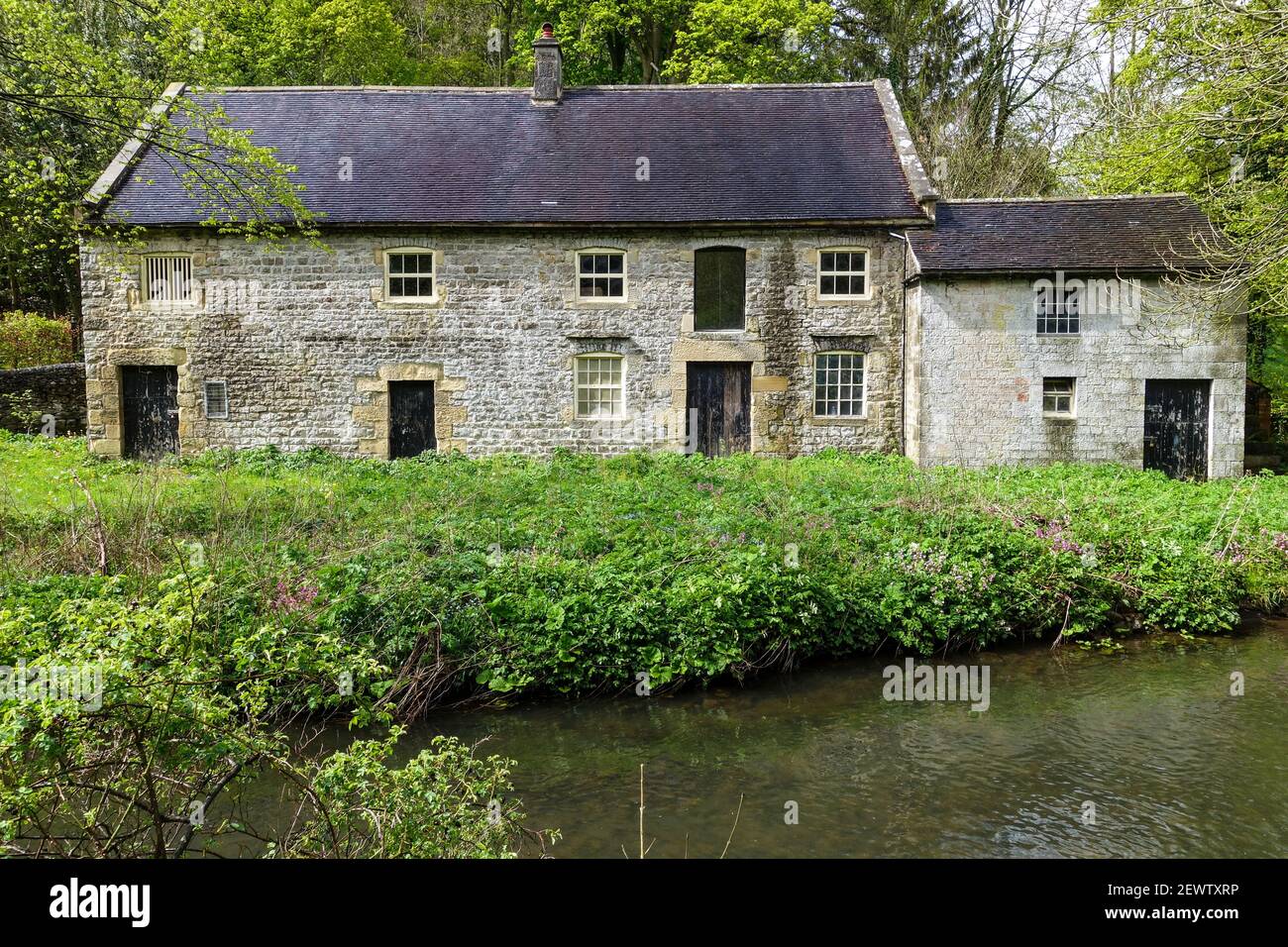 An old stone building at Wolfescote Dale, Milldale, Derbyshire, England ...