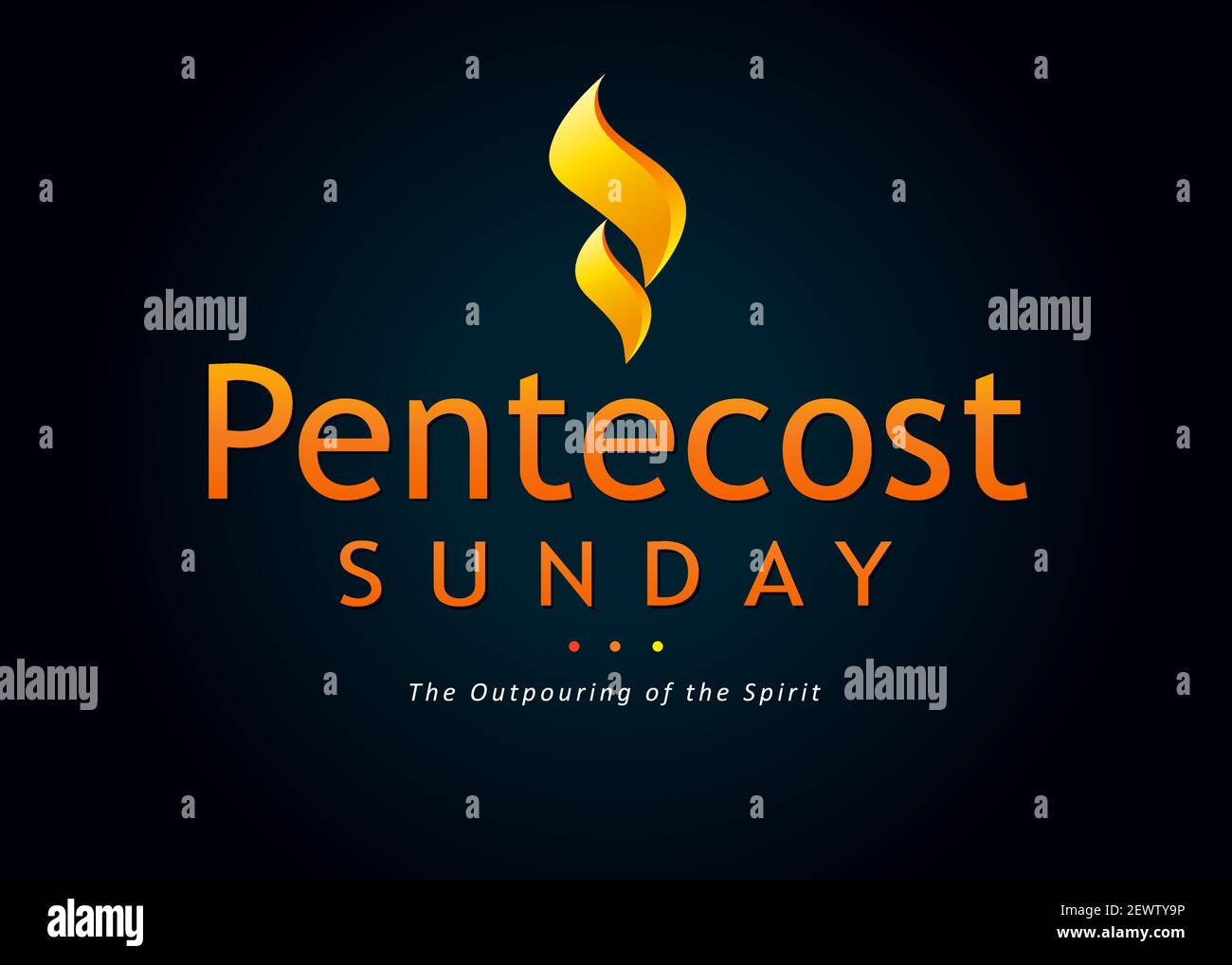 Pentecost Sunday Acts 1,8 vector greetings. Invite or greeting dark ...