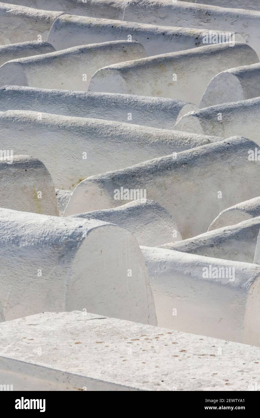 Detail view of whitewash tombs at the Jewish Cemetery in the Jewish ...