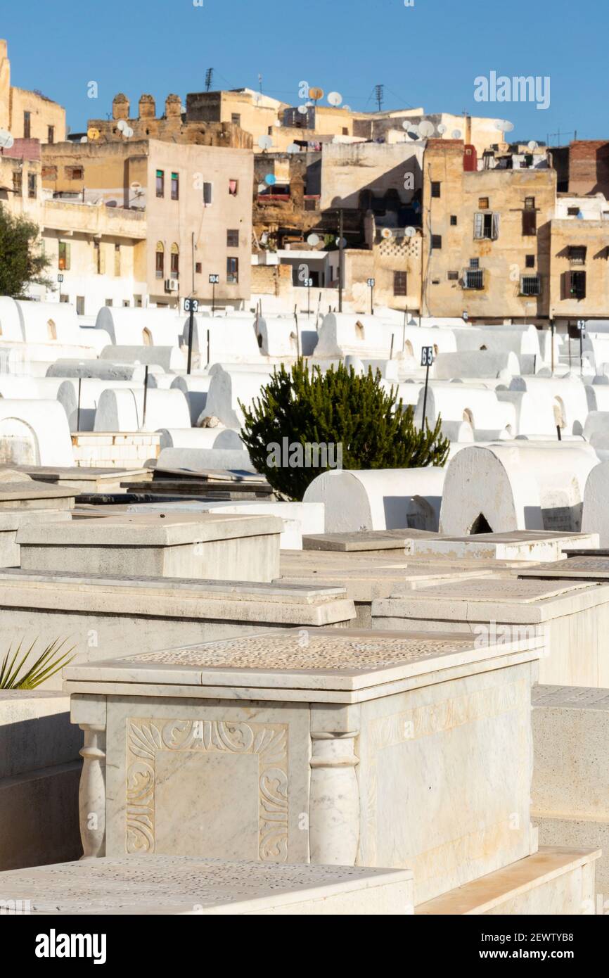 Tombs at the Jewish Cemetery in the Jewish Quarter (Mellah) of Fes el ...