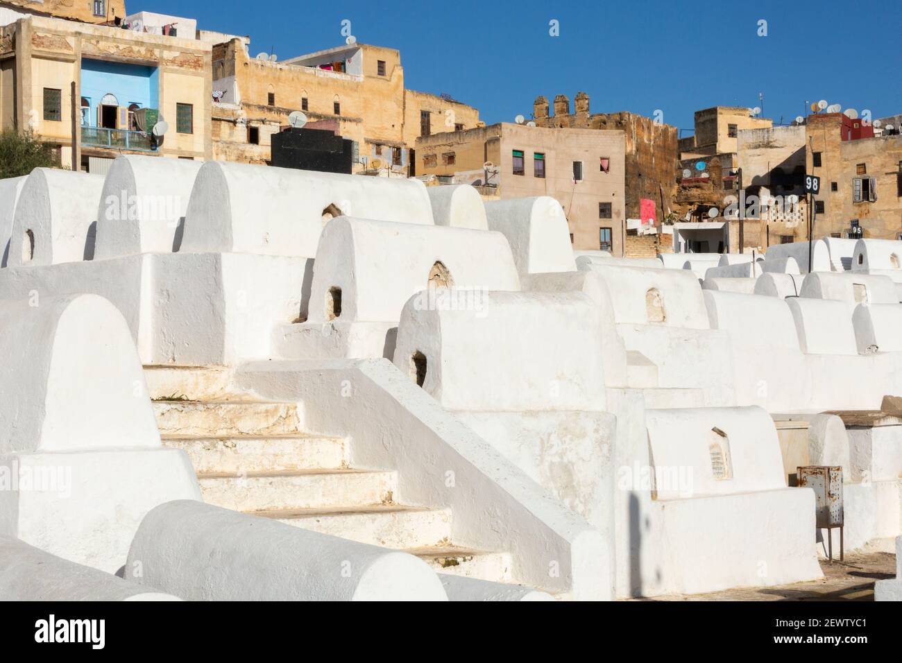 Whitewash tombs at the Jewish Cemetery in the Jewish Quarter (Mellah ...