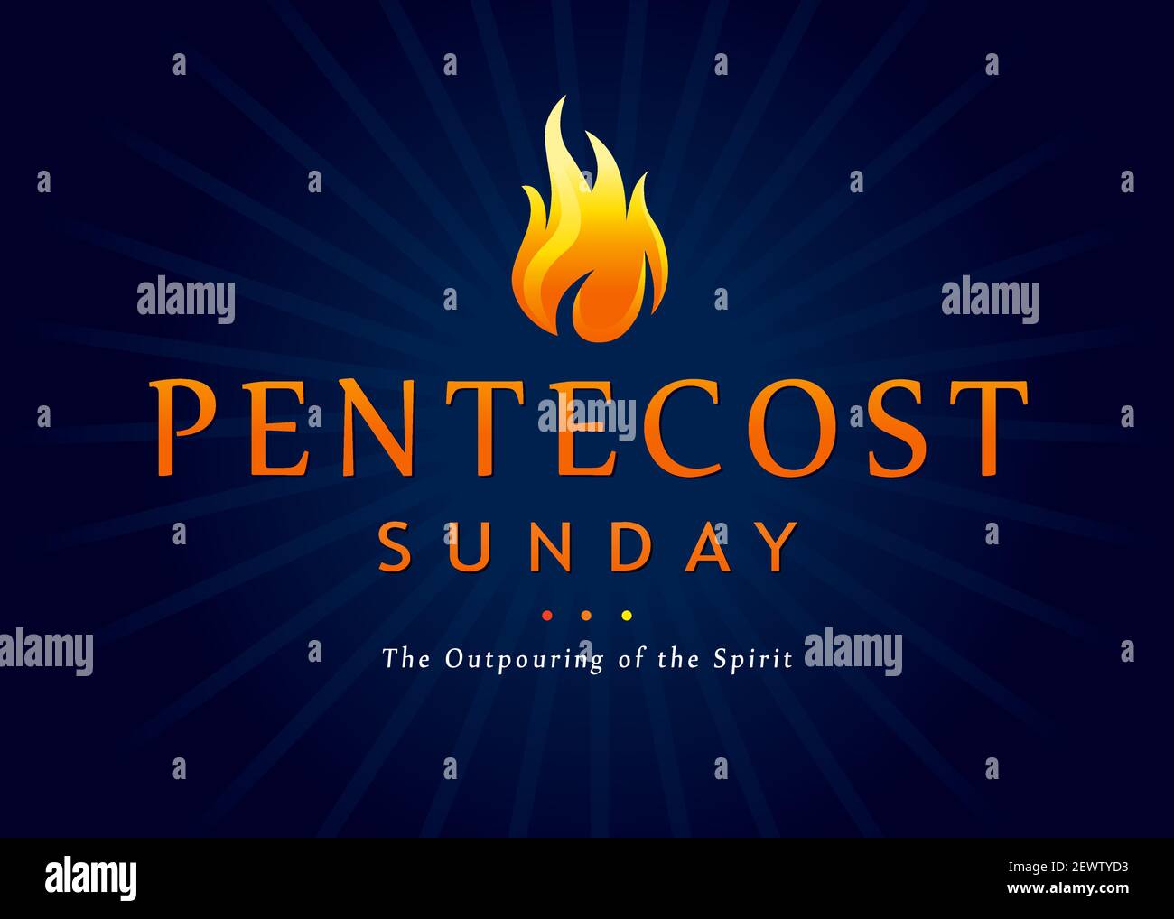 Pentecost Sunday Acts 1,8 vector greetings. Invite or greeting dark ...