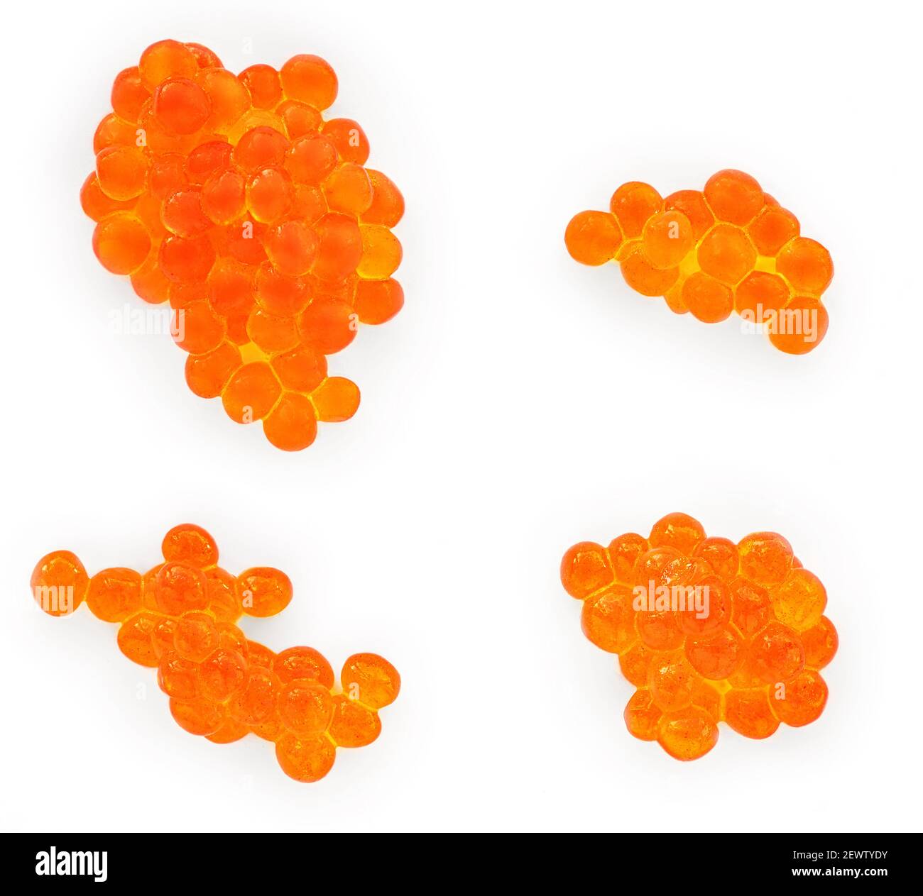 Red caviar isolated on white background. Caviar collection. Top view ...